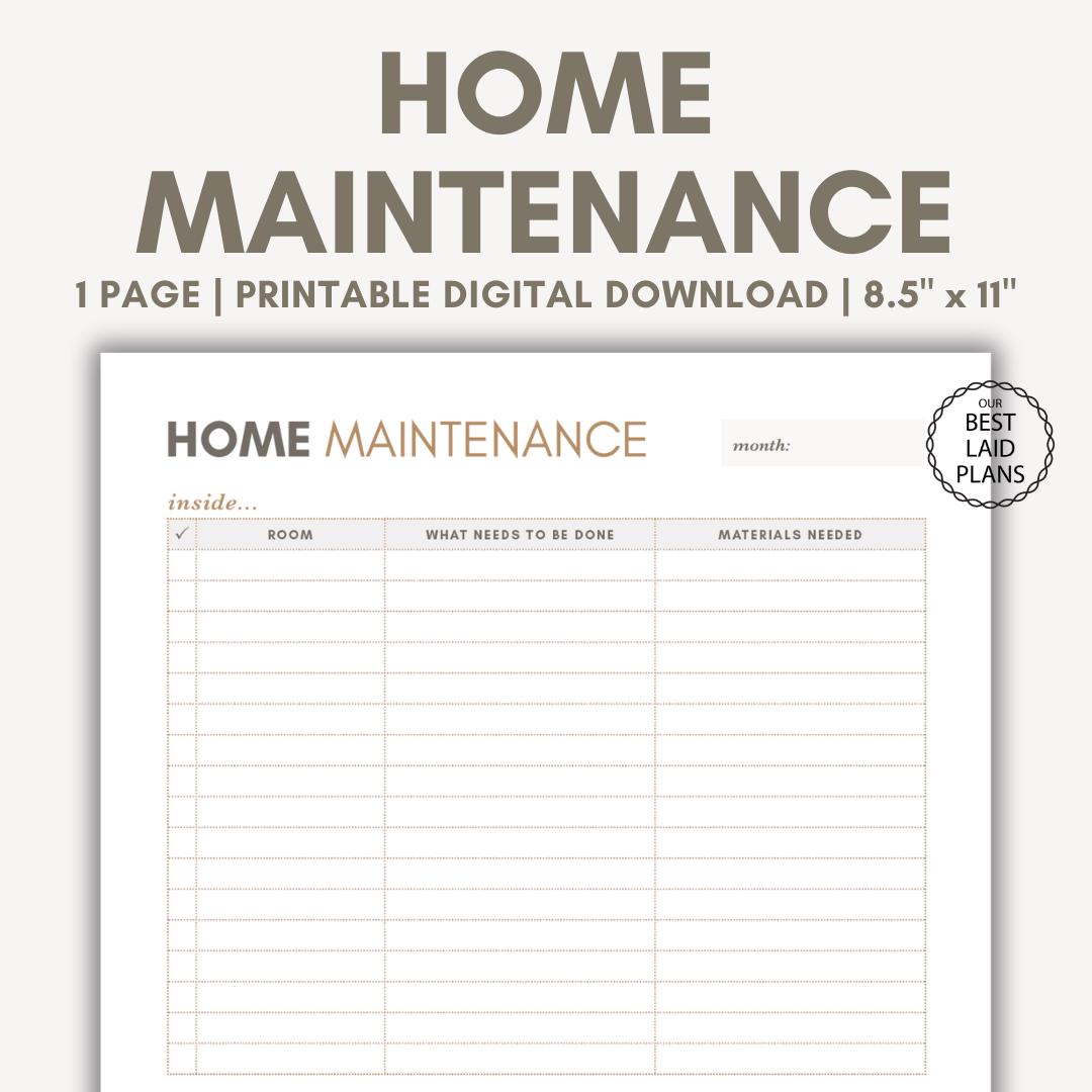 Home Maintenance Checklist PDF, Home Maintenance Checklist Planner ...