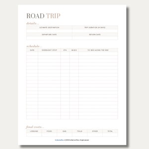 Road Trip Planner Printable PDF, Road Travel Planner Digital Download ...