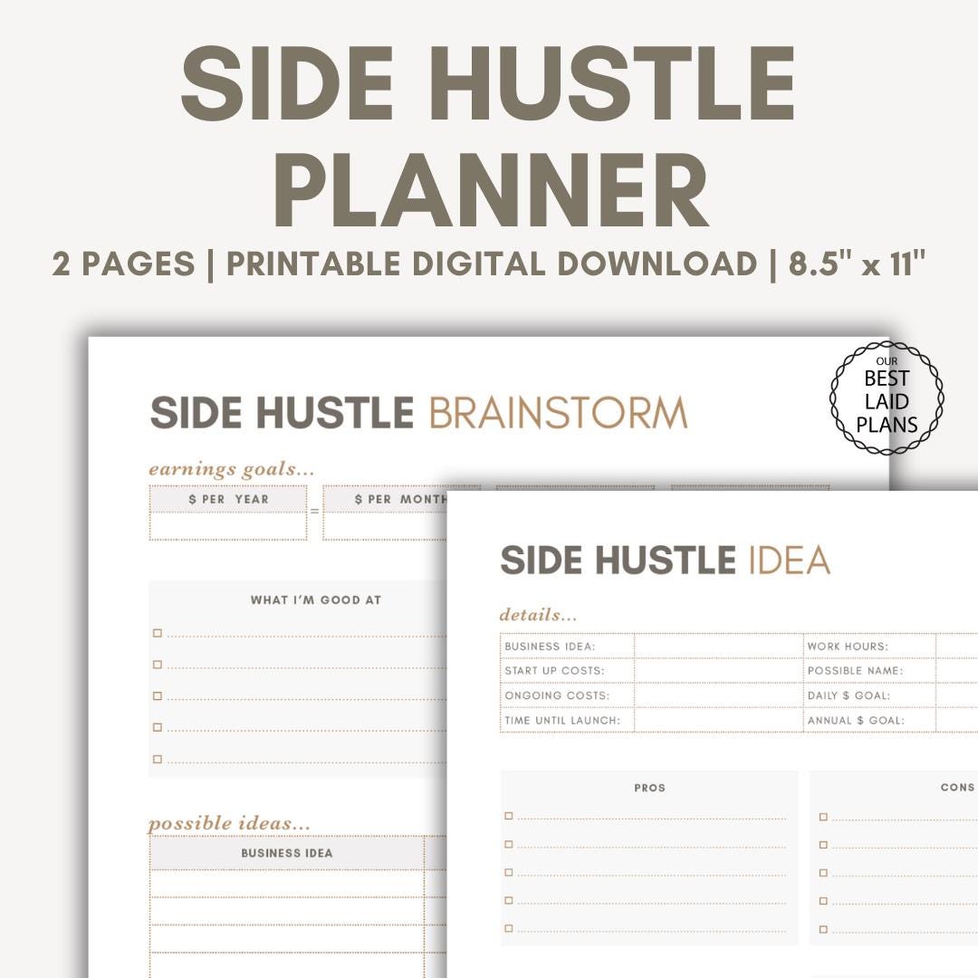 Side Hustle Planner Printable PDF Side Hustle Jobs Ideas Side Hustle ...