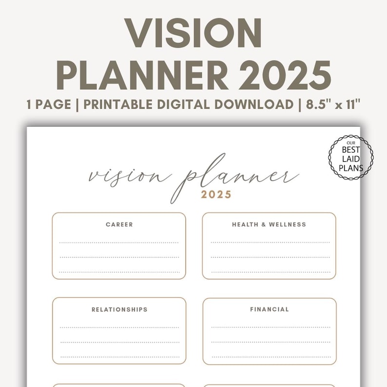 Vision Planner Printable, Vision Planner 2025, Vision Planner PDF ...