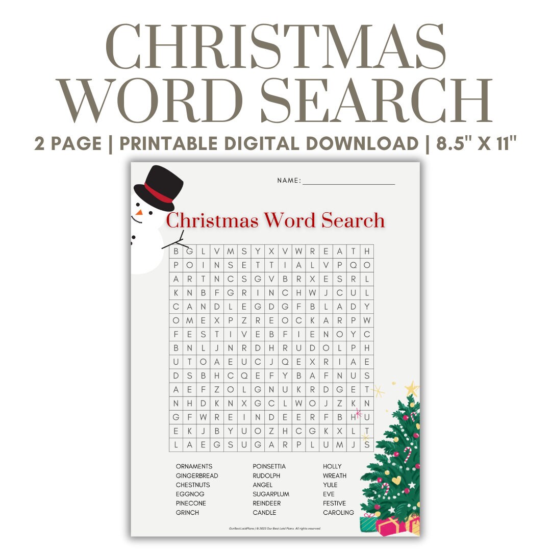 Christmas Word Search Printable Puzzle PDF for Adults and Kids ...