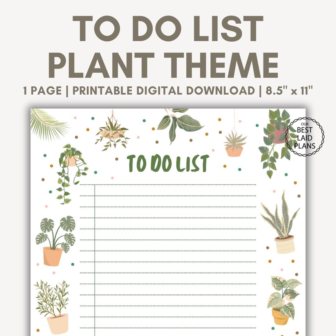 To Do List Printable PDF Plant Aesthetic to Do List Printable PDF Plant ...
