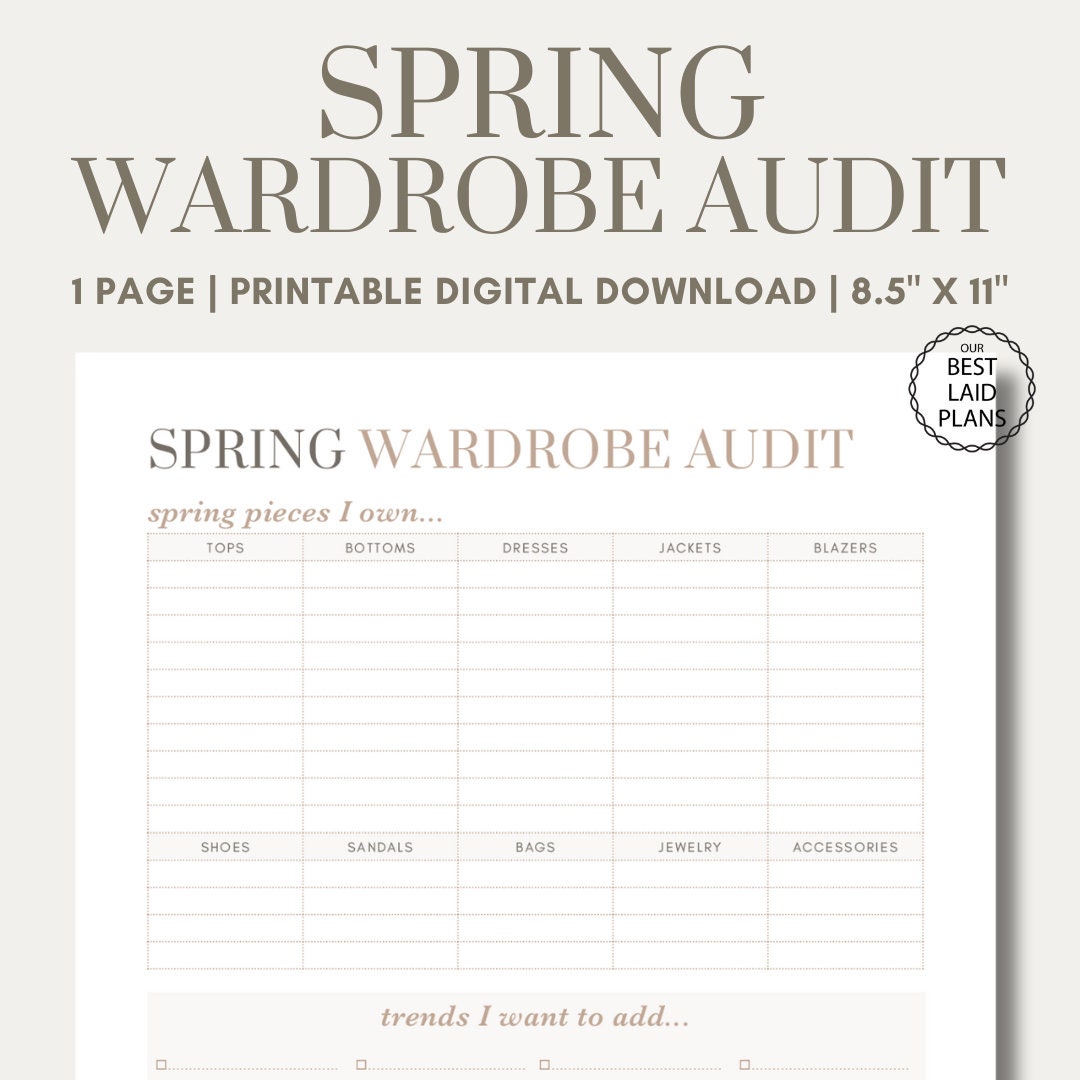Spring Closet Audit Printable PDF Spring Clothing Planner Page, Spring ...