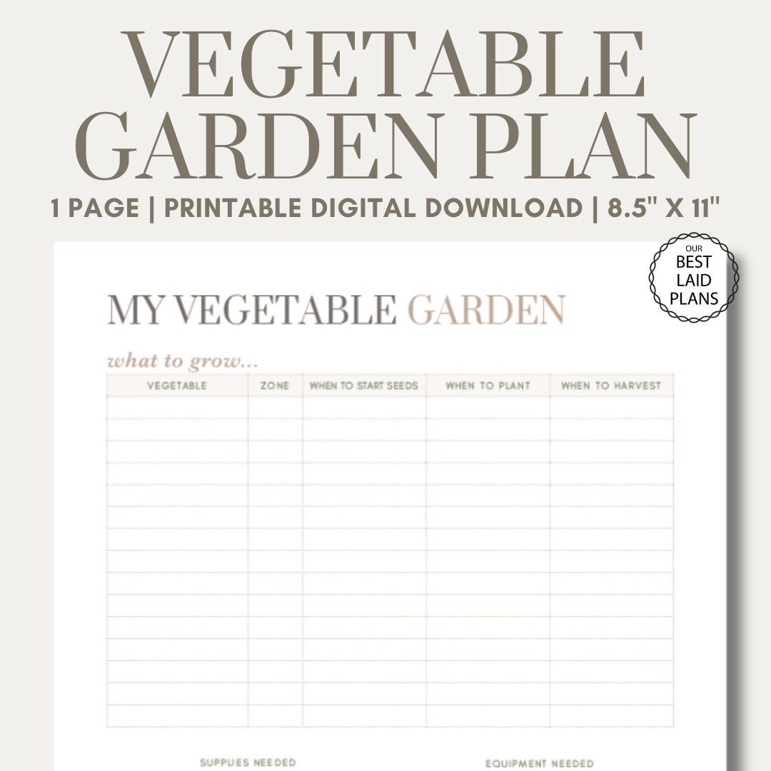 Vegetable Garden Plan Printable PDF, Vegetable Garden Planner Digital ...