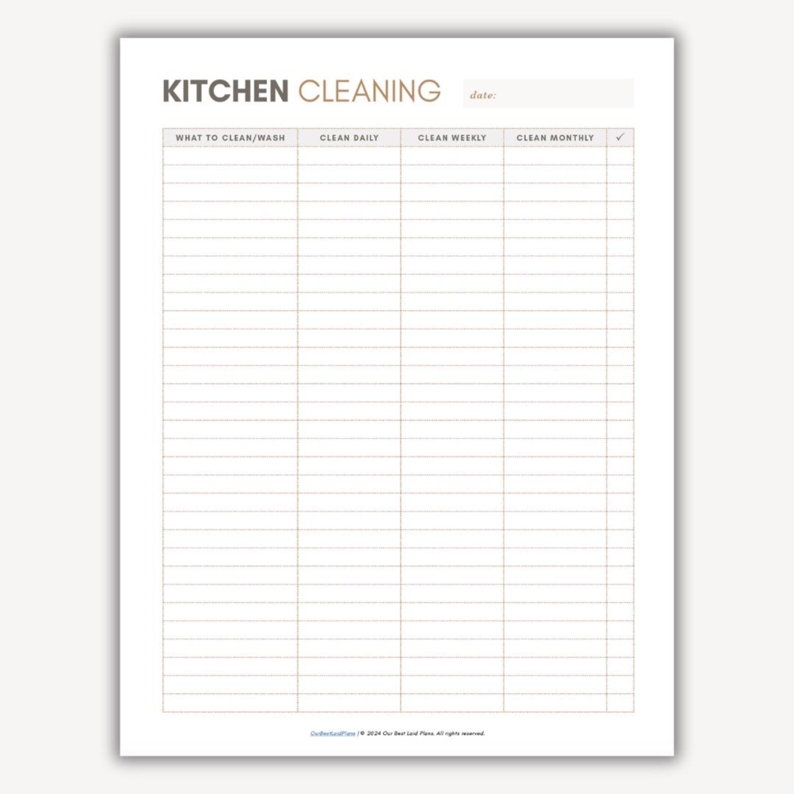 Kitchen Cleaning Checklist PDF, Kitchen Cleaning Checklist Printable ...