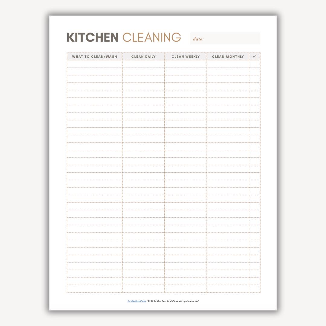 Kitchen Cleaning Checklist PDF, Kitchen Cleaning Checklist Printable ...