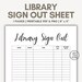 Library Sign Out Sheet Printable PDF, School Library Book Sign Out ...