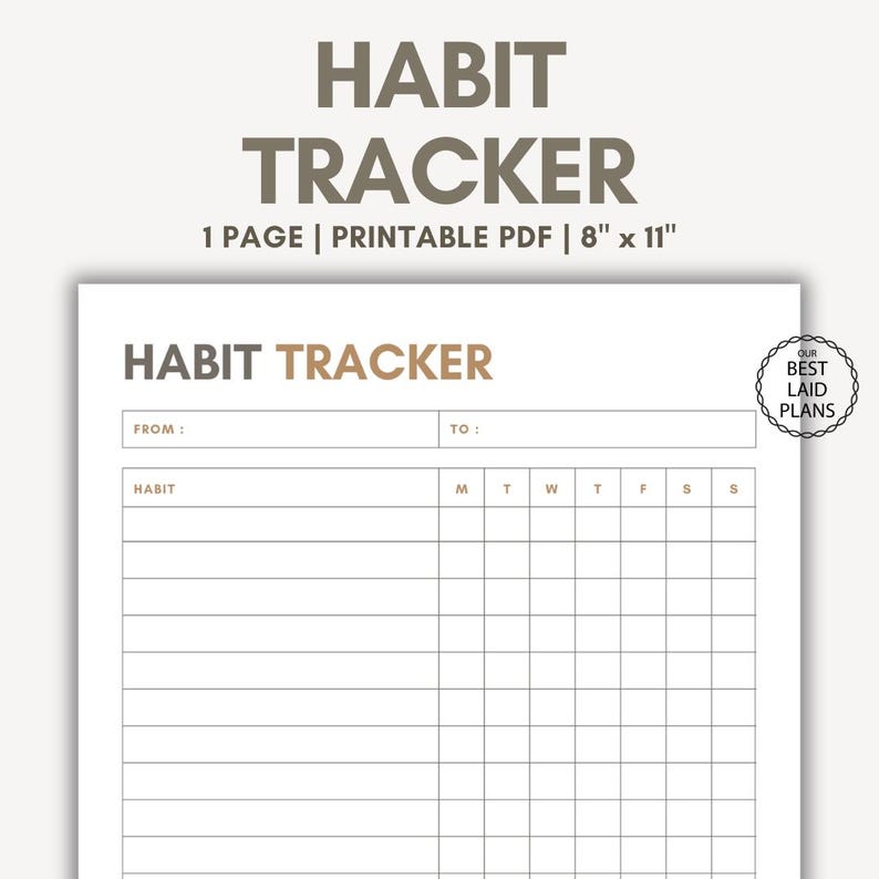 Habit Tracker Printable Weekly, Habit Printable Tracker PDF, Weekly ...