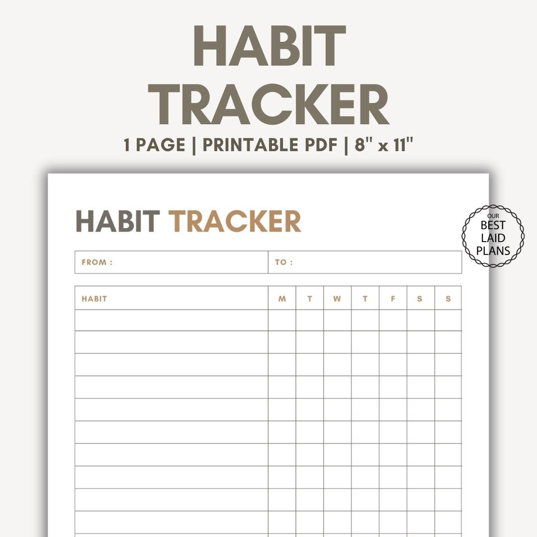 Habit Tracker Printable Weekly, Habit Printable Tracker PDF, Weekly ...