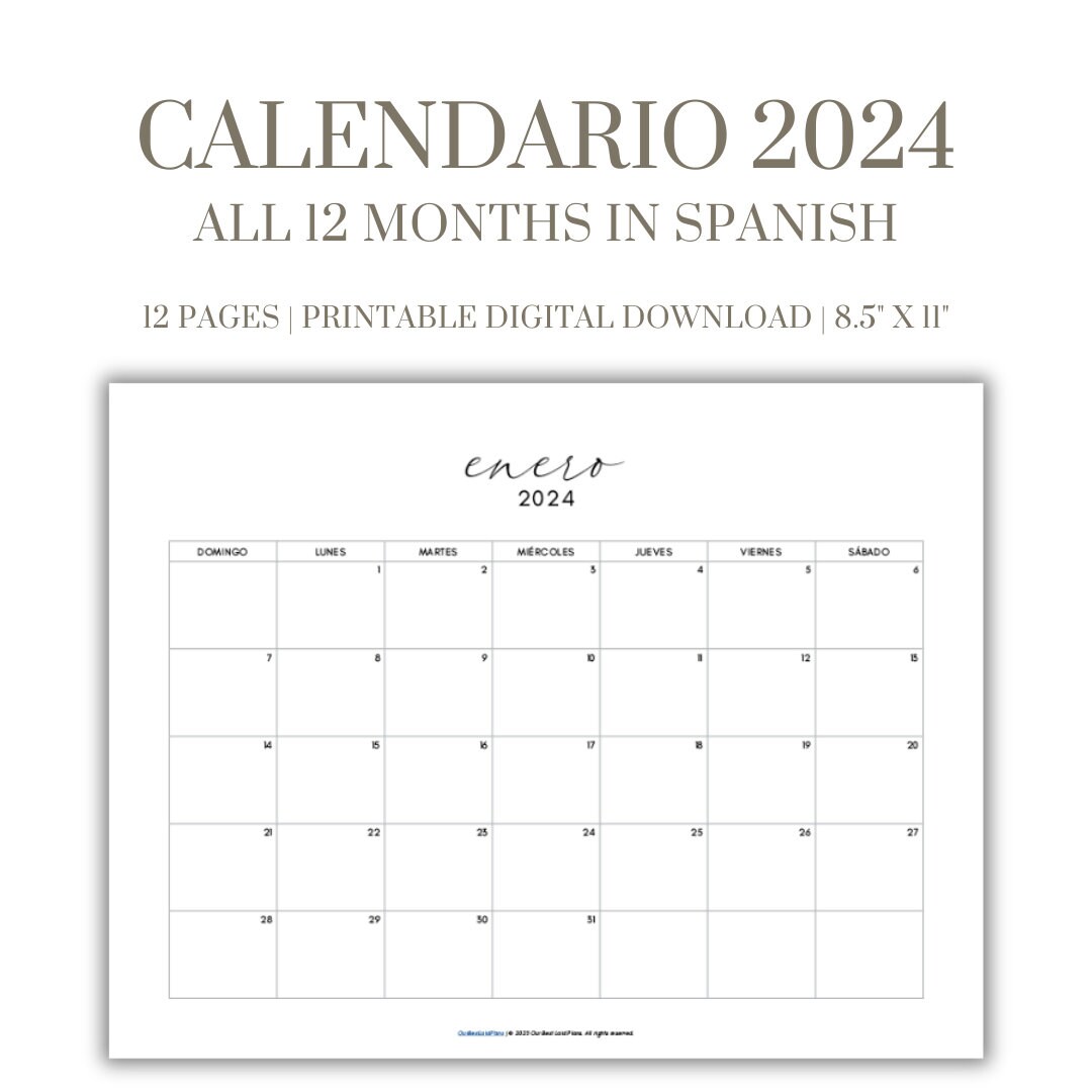 Calendario 2024 en Español Imprimible, Calendario Español, Calendario ...