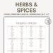 Herbs and Spices Chart for Cooking Printable, List of Herbs and Spices ...