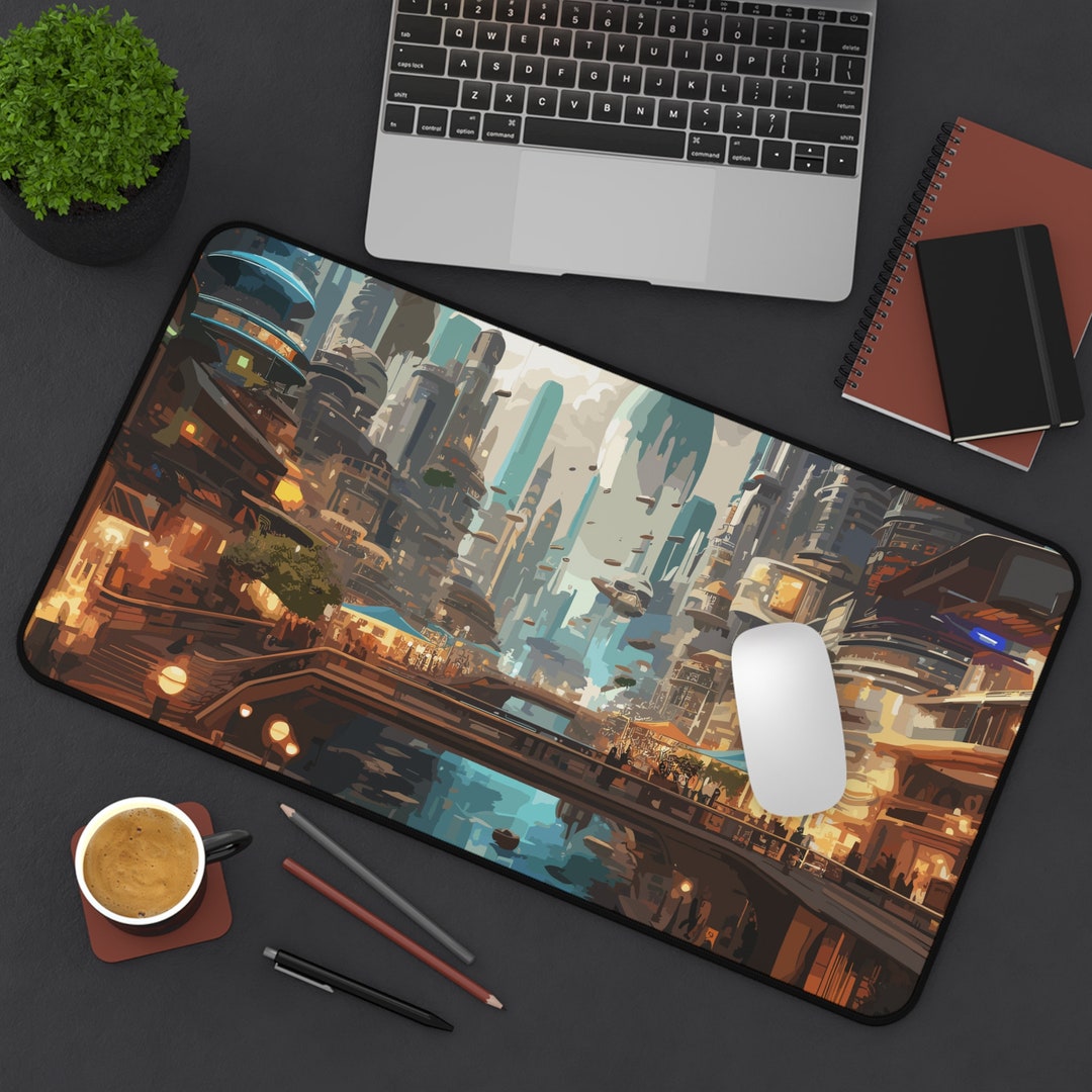 Futuristic City Desk Mat Futuristic Desk Pad Futuristic - Etsy