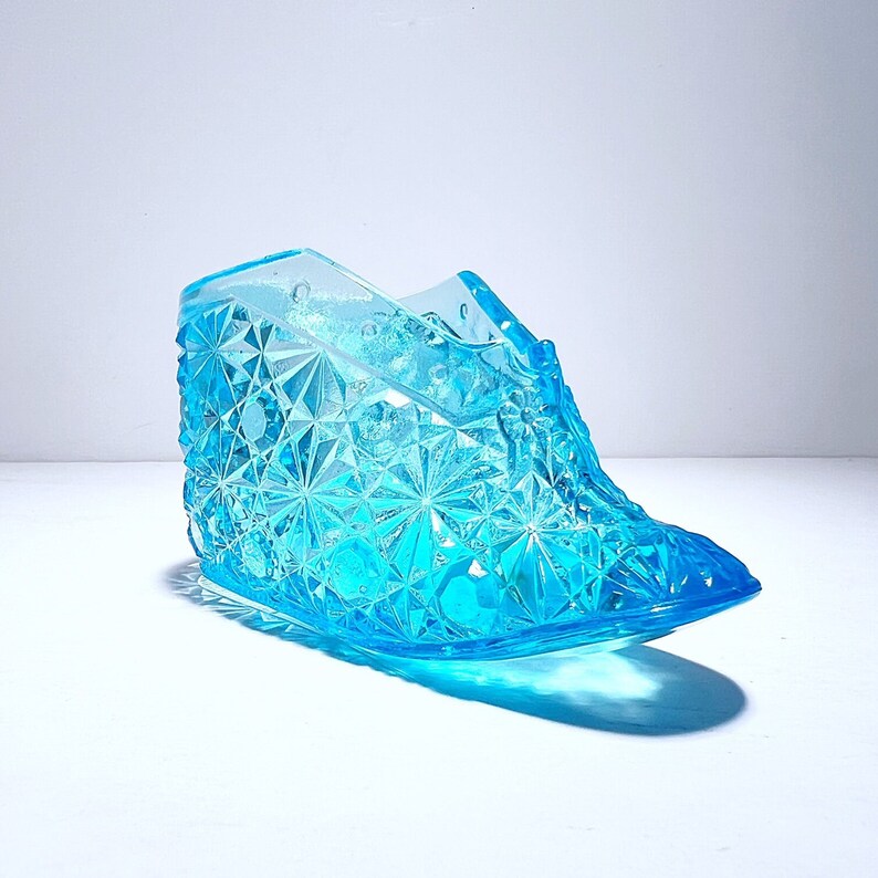 Vintage Fenton Daisy & Button Blue Glass Baby Bootie Match Holder - Etsy