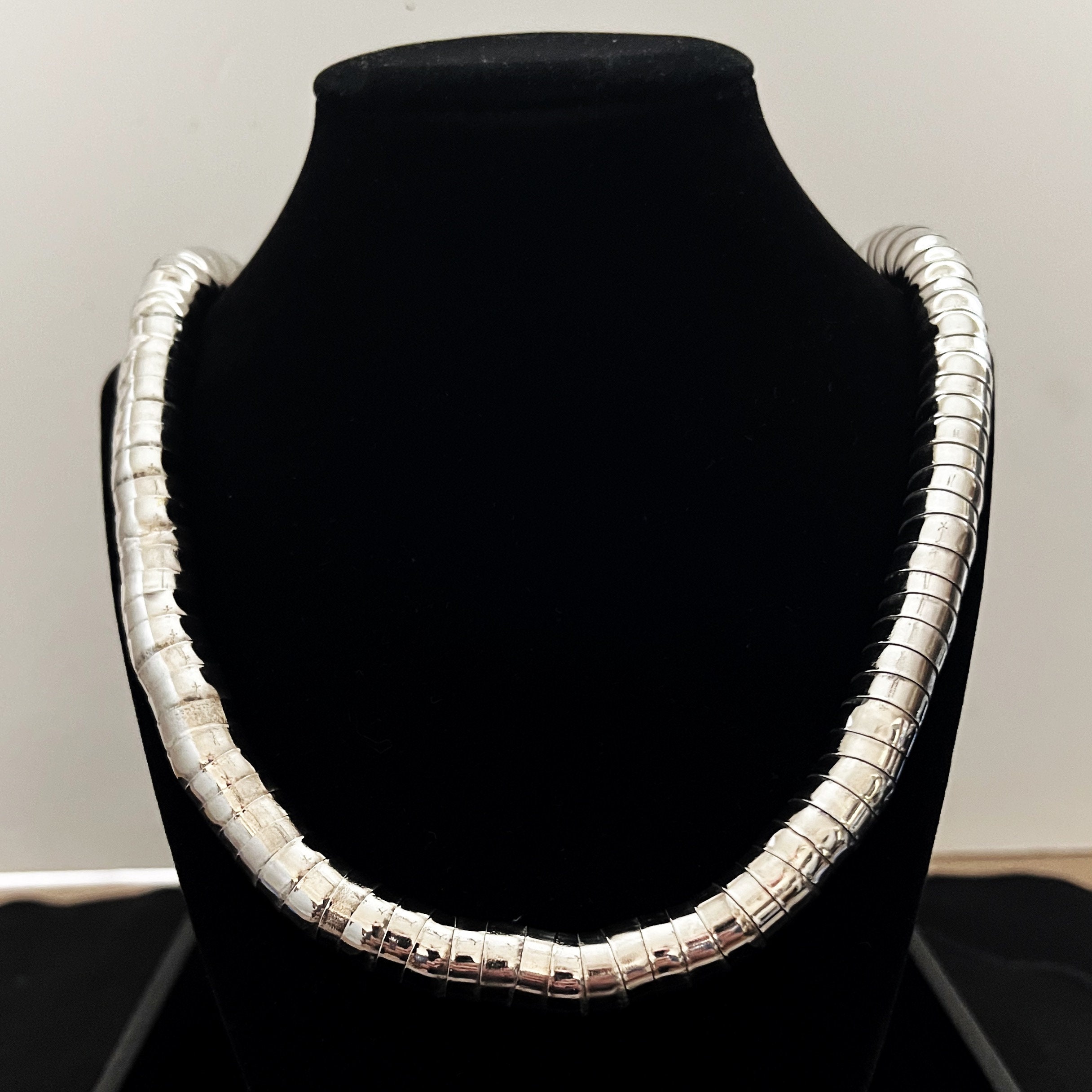 Vintage Silver/silver Plate Segmented Bead Necklace - Etsy