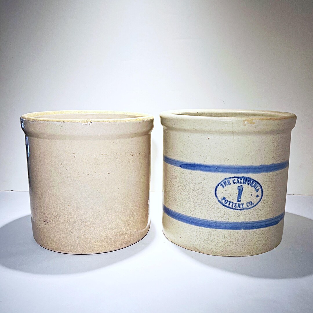 Vintage Pair of 1 Gallon Ceramic Crocks - Etsy