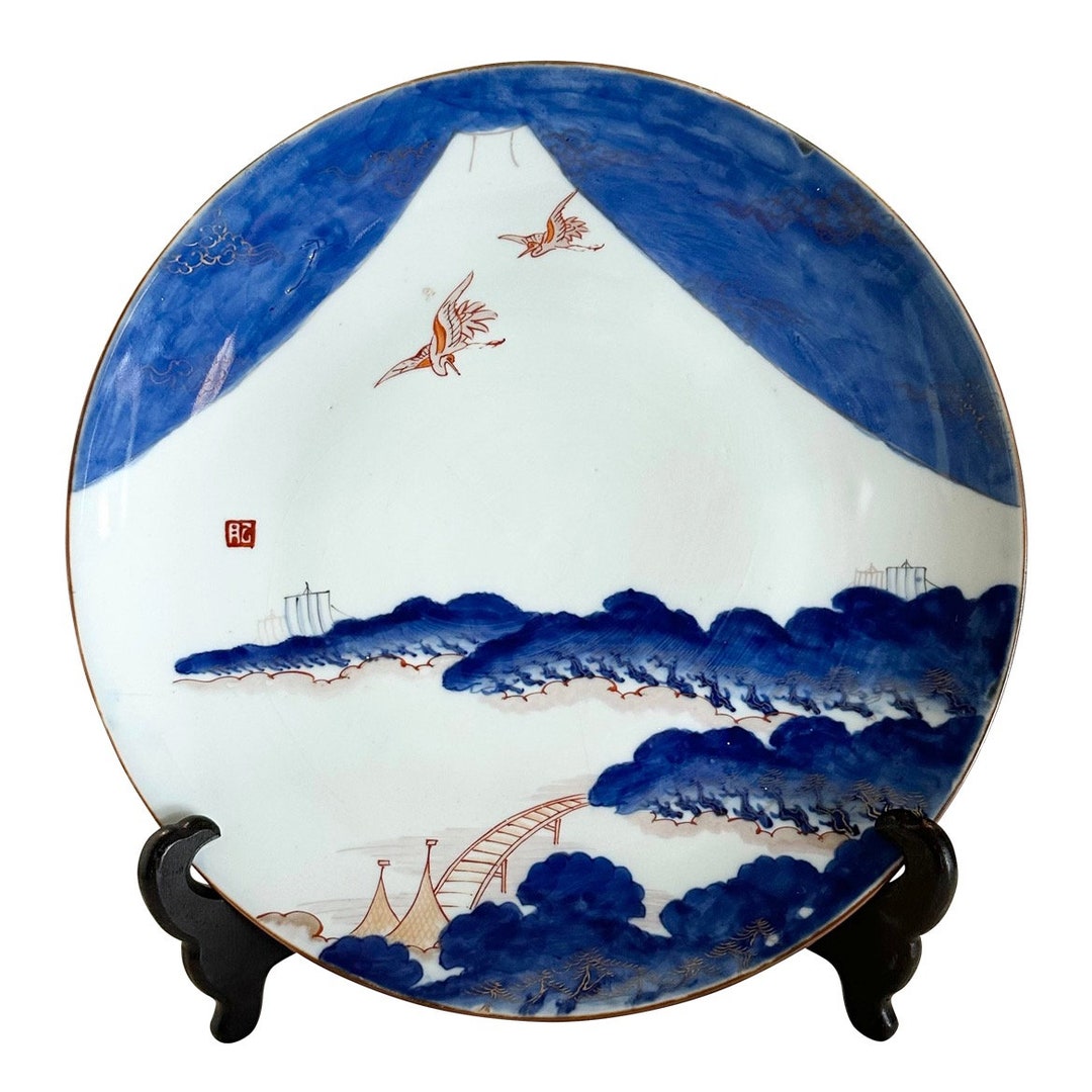 Vintage Japanese Porcelain Mount Fuji Scene Plate , 14.5 Inch - Etsy