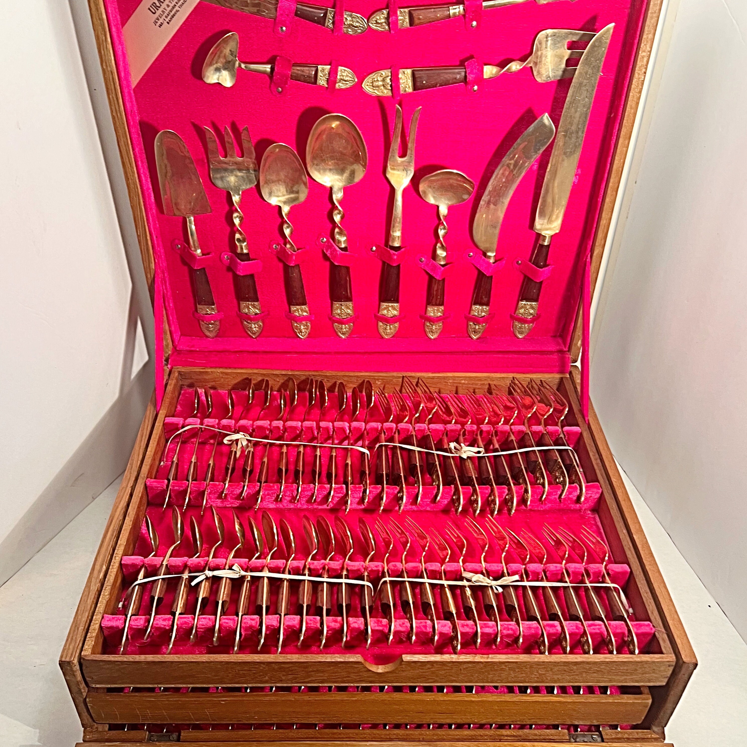 1960s Vintage Solid Bronze Thai Siam Buddha Cast Flatware Set 144 ...