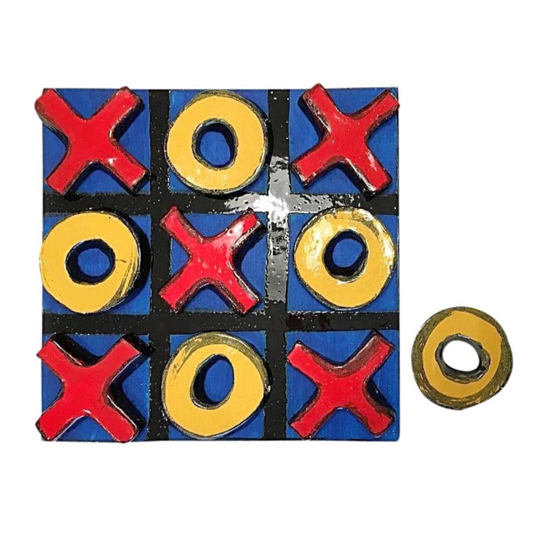 Pop Art Style Glazed Ceramic Sculpture, Tic Tac Toe - Etsy