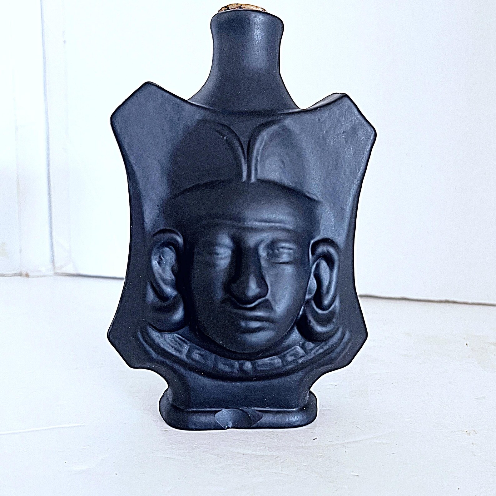 Ranuzzi Lima Peru Inca Pisco Black Figural Face Decanter Glass Bottles ...