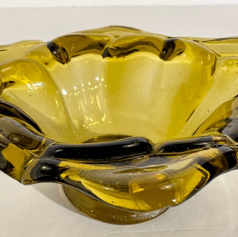 Vintage Italian Murano Art Glass Candy Dish in a Chartreuse Color With ...
