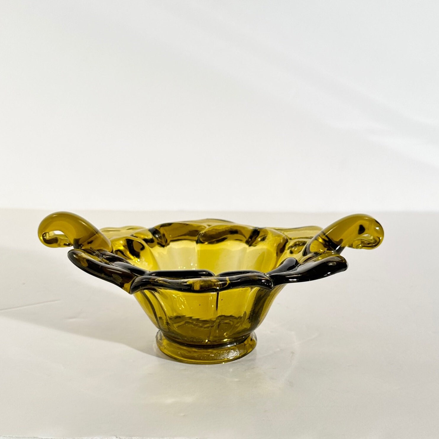Vintage Italian Murano Art Glass Candy Dish in a Chartreuse Color With ...