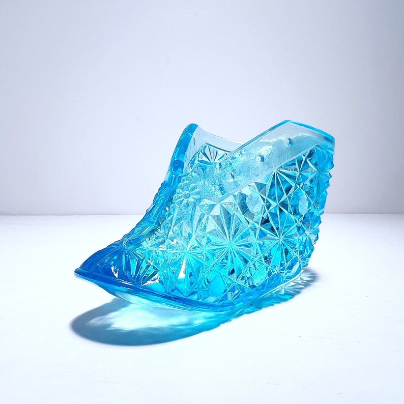 Vintage Fenton Daisy & Button Blue Glass Baby Bootie Match Holder - Etsy