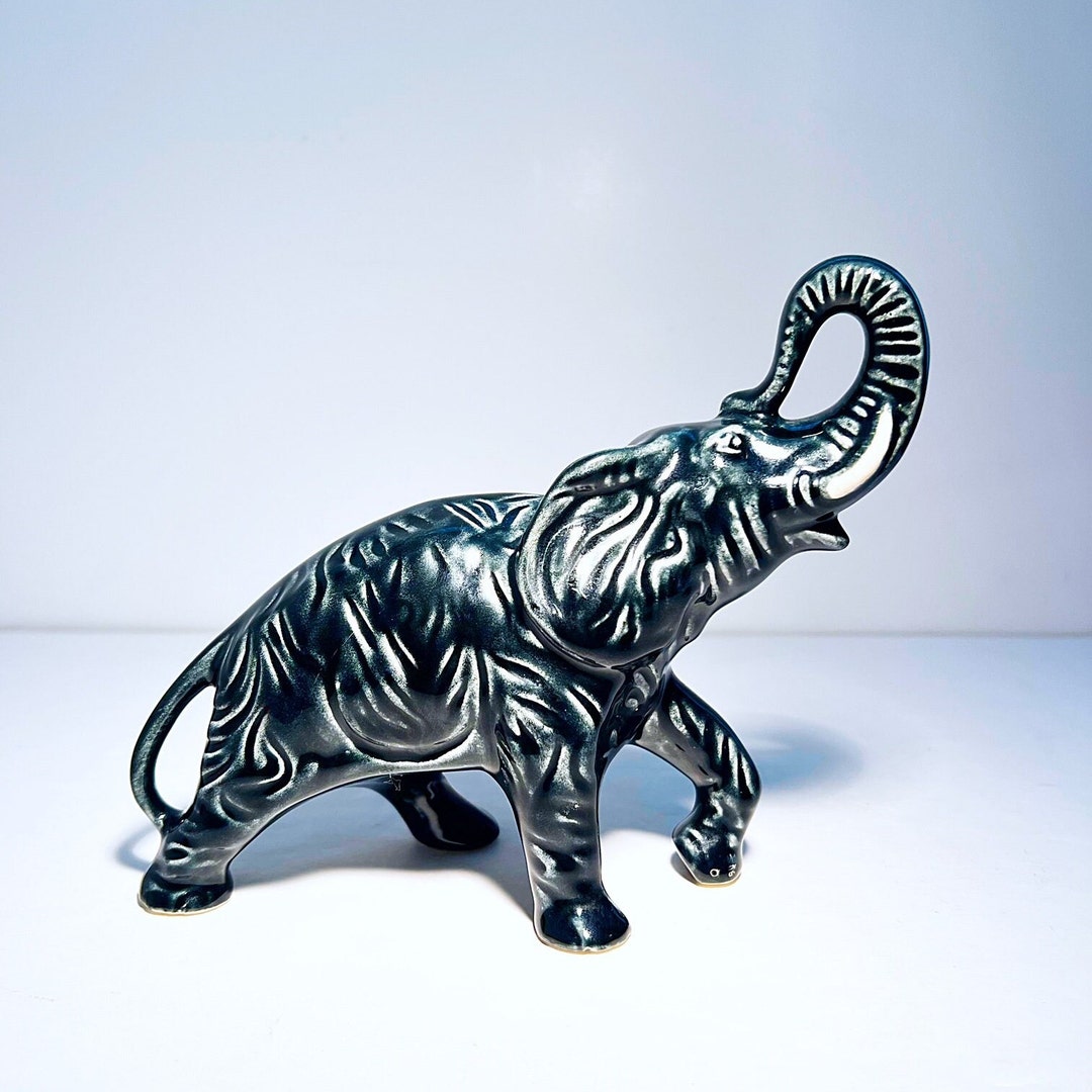 Vintage Ceramic Elephant Figurine - Etsy