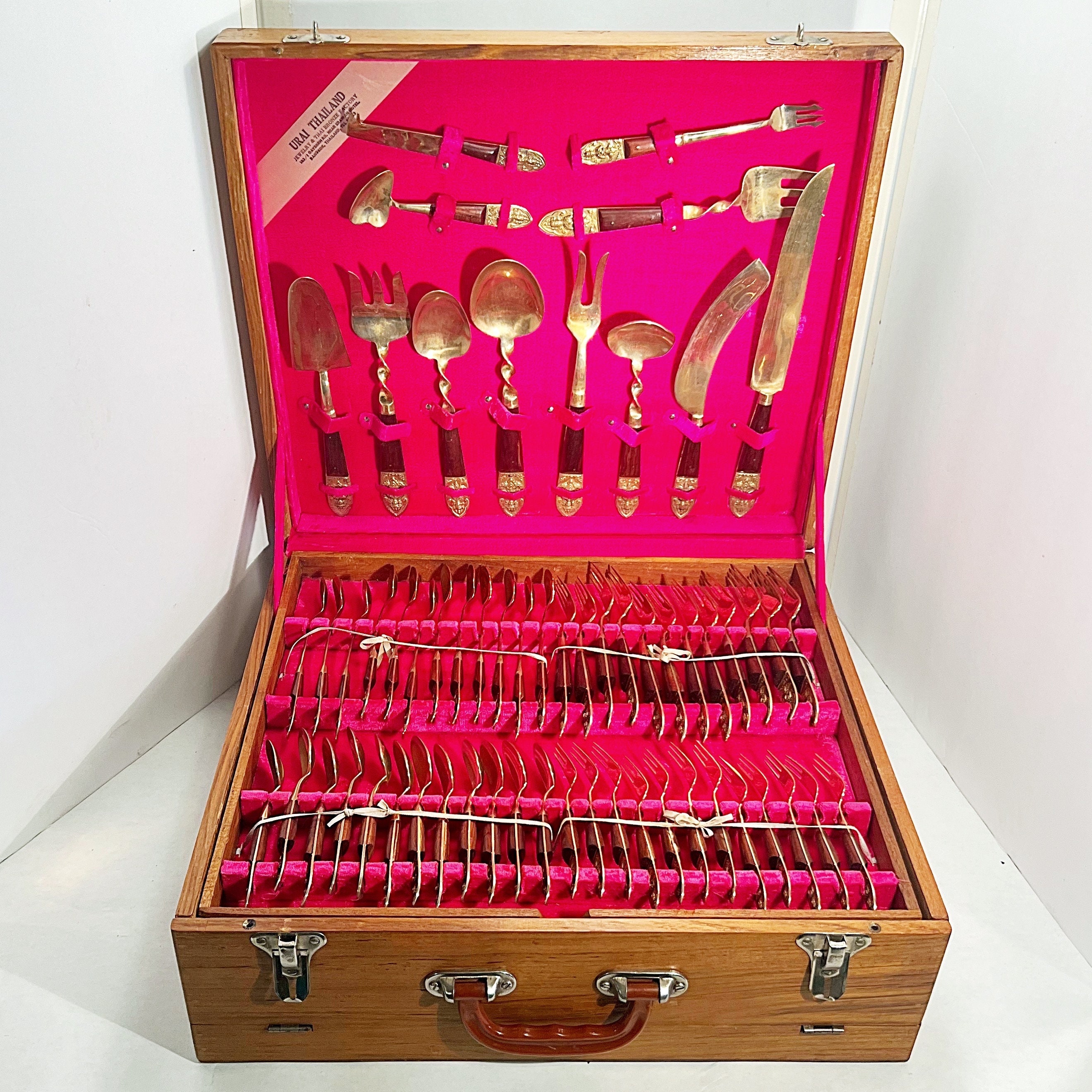 1960s Vintage Solid Bronze Thai Siam Buddha Cast Flatware Set 144 ...