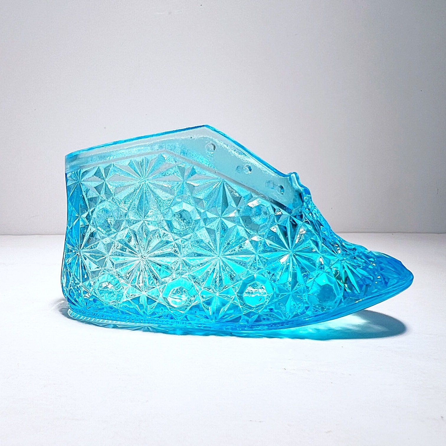 Vintage Fenton Daisy & Button Blue Glass Baby Bootie Match Holder - Etsy
