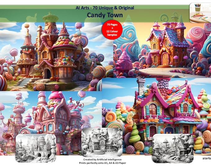 70 Pages of Candy Town to Print & Colour, Coloring Page Ebook - Etsy