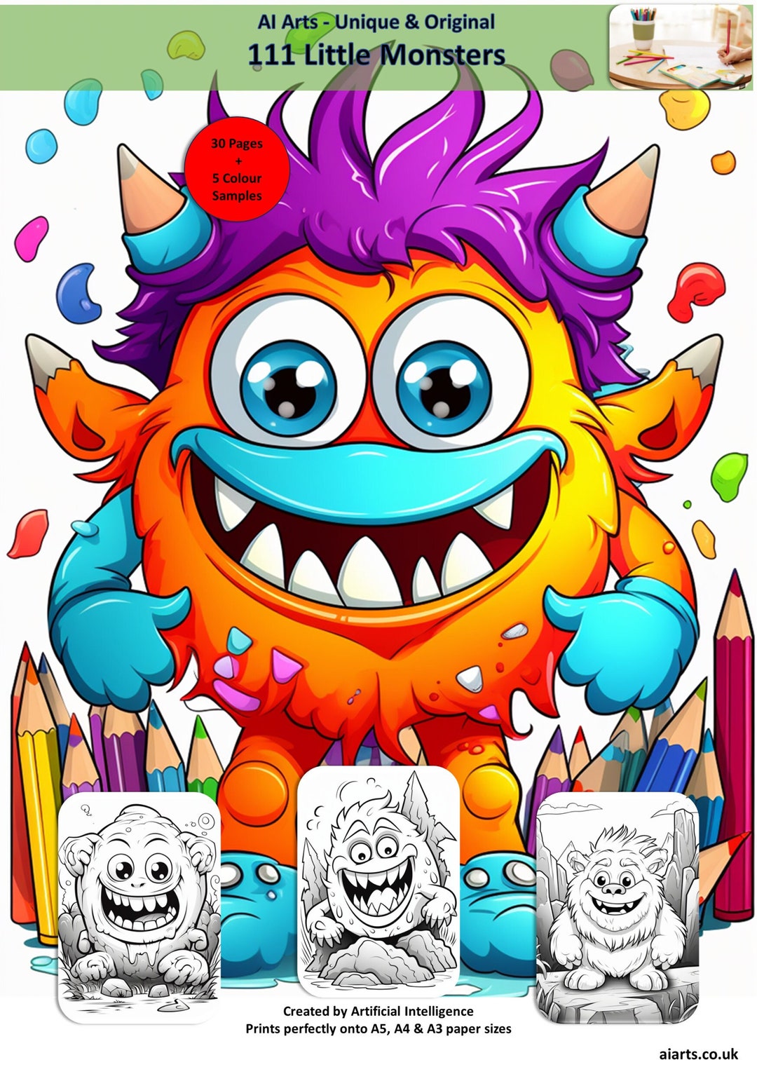 111 Pages of the Cutest Little Monsters to Print & Colour; Coloring ...