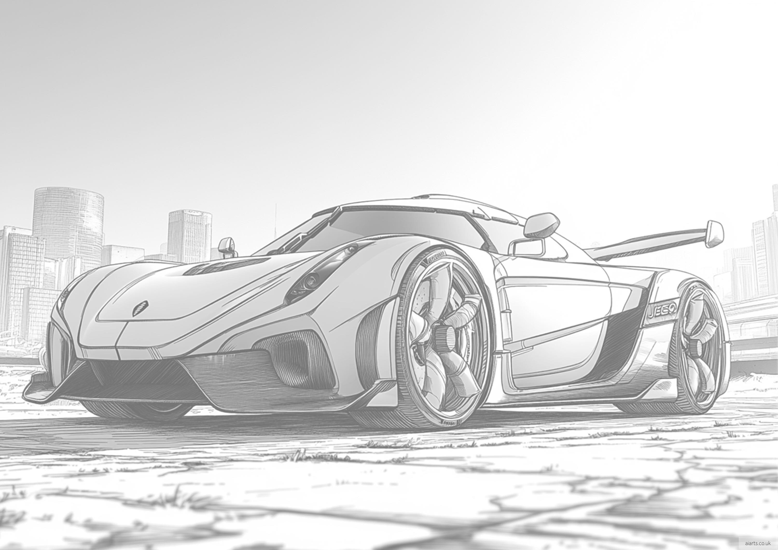 150 Pages of Super Cars to Print & Colour Printable Coloring Page Ebook ...