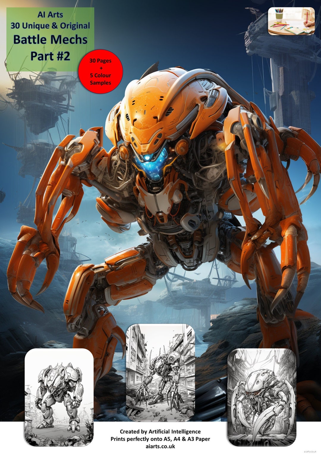30 Pages of Battle Mechs to Print & Colour Ebook: Part-2, Coloring Page Ebook - Etsy