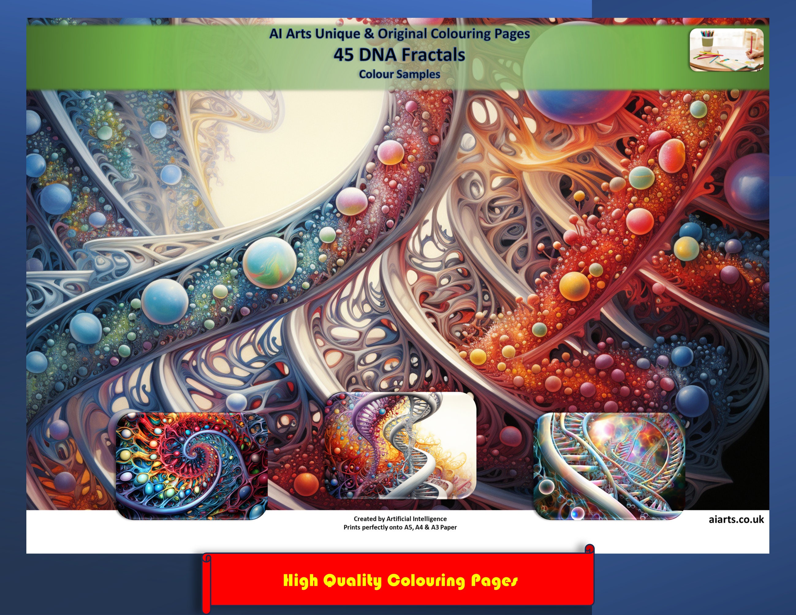 DNA Fractals, 100 Coloring Pages Plus 45 Color Samples Plus Access to ...