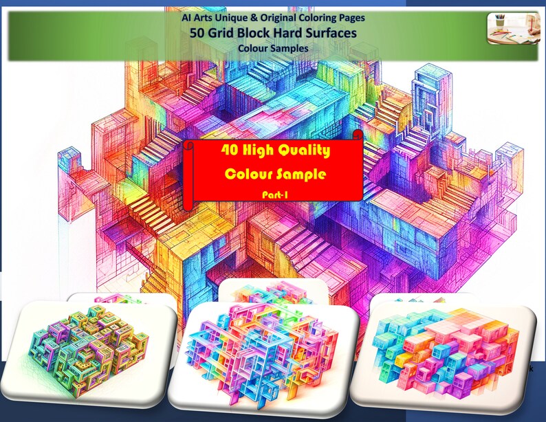 100 Pages of Grid Block Hard Surfaces Plus 50 Pages of Color Samples ...