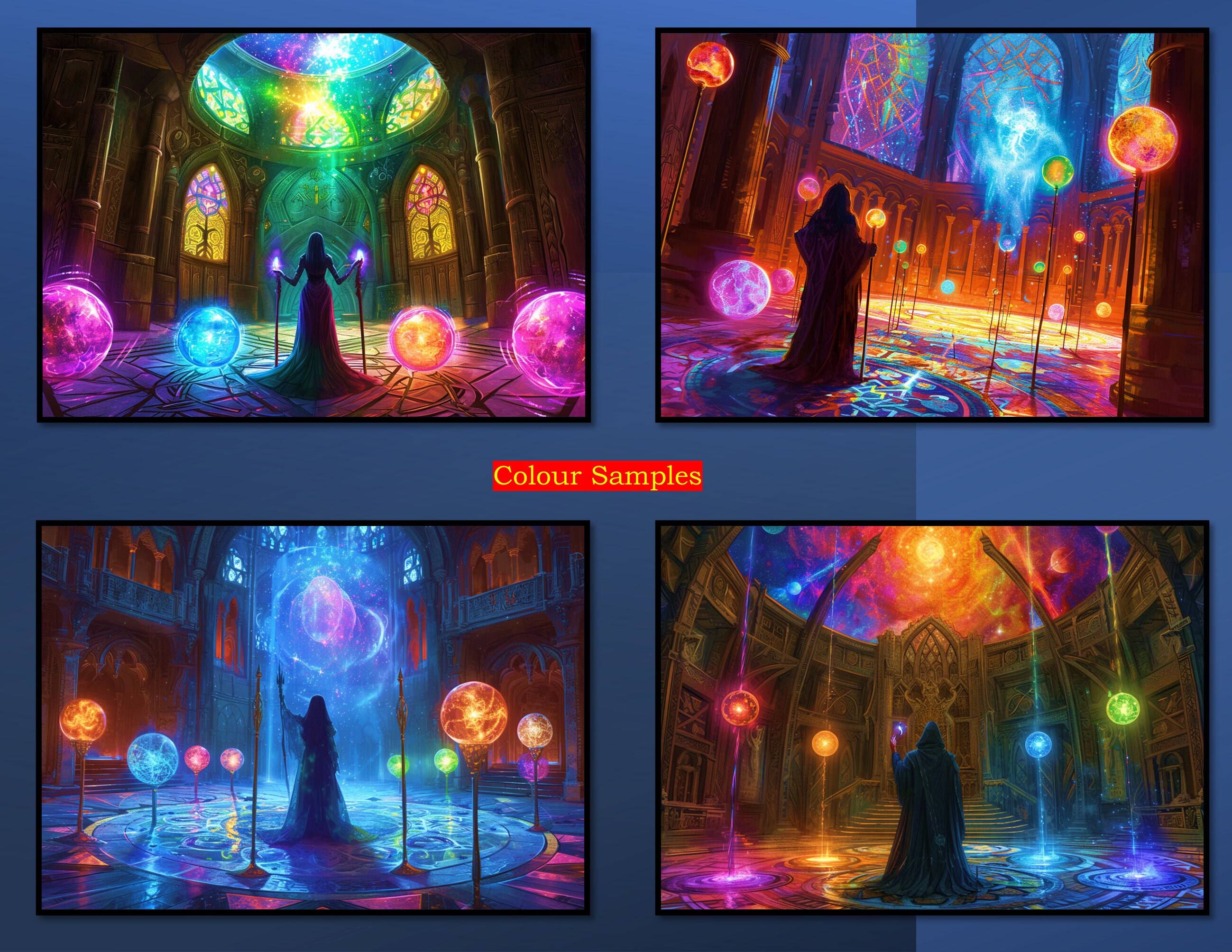 Fantasy Magical Sorceress Orbs, 100 Coloring Pages Plus 50 Color Sample ...