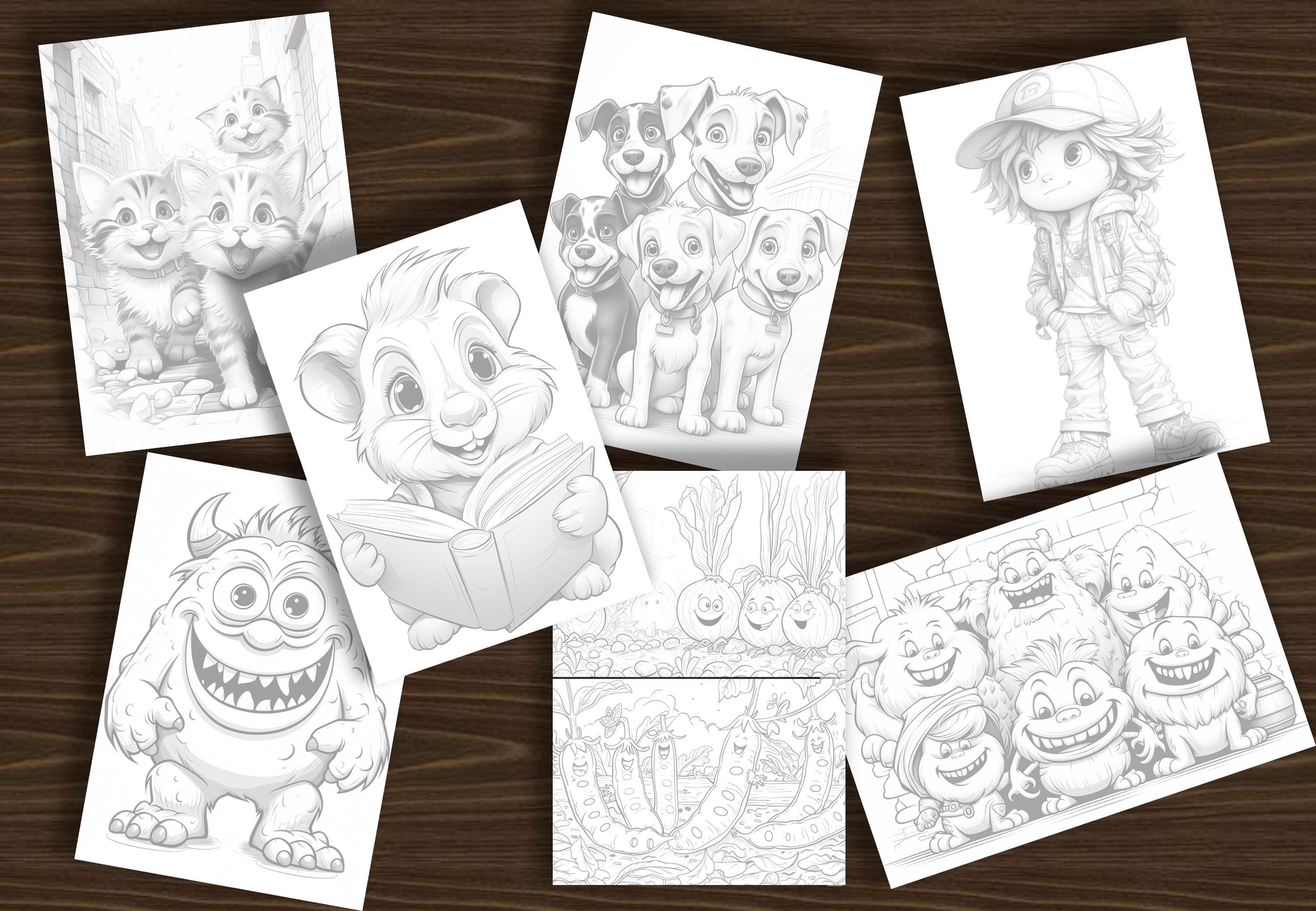 100 Mixed Cartoon Character Coloring Pages (PDF & PNG) - Etsy