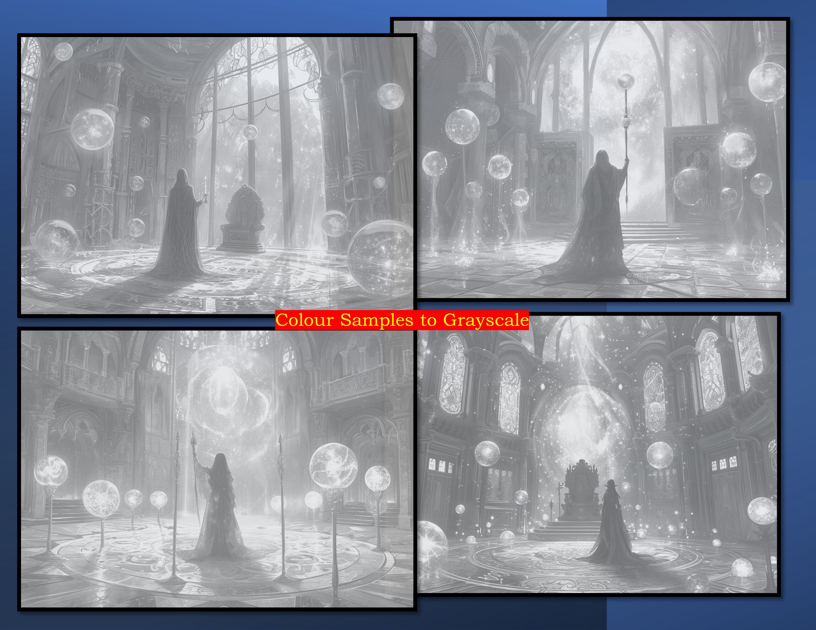 Fantasy Magical Sorceress Orbs, 100 Coloring Pages Plus 50 Color Sample ...