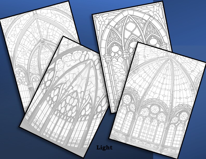 Cathedral Stained Glass Windows Coloring Pages: 100 Designs + Color ...