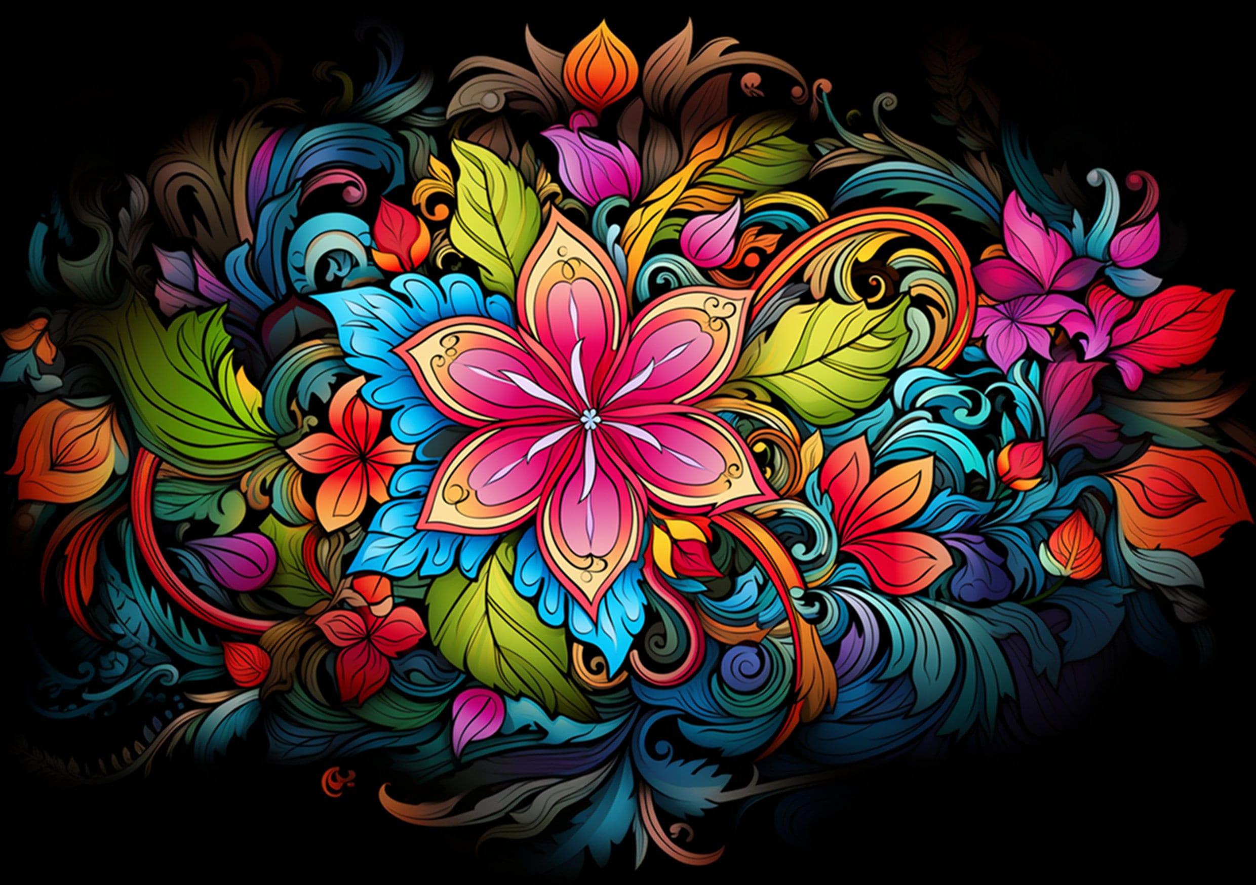 55 Pages of Floral Relax Patterns, Print & Colour, Coloring Page Ebook ...