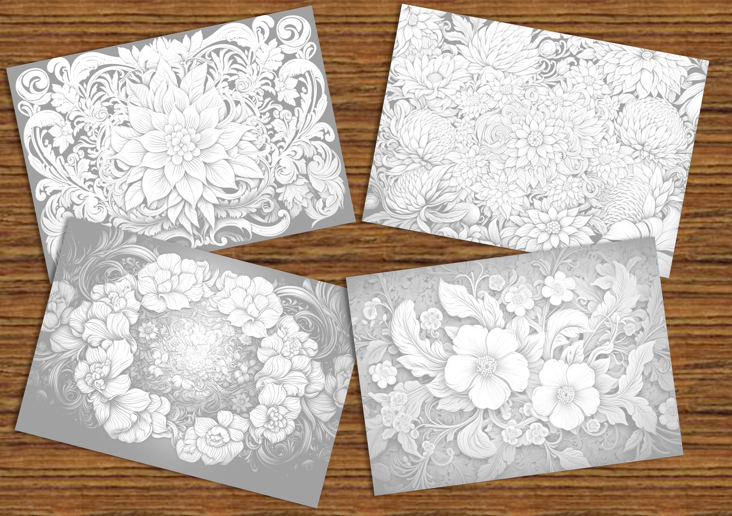 55 Pages of Floral Relax Patterns, Print & Colour, Coloring Page Ebook ...