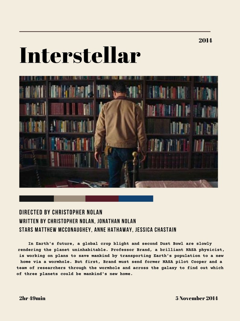 Interstellar Movie Bedroom Poster Digital Download Print - Etsy