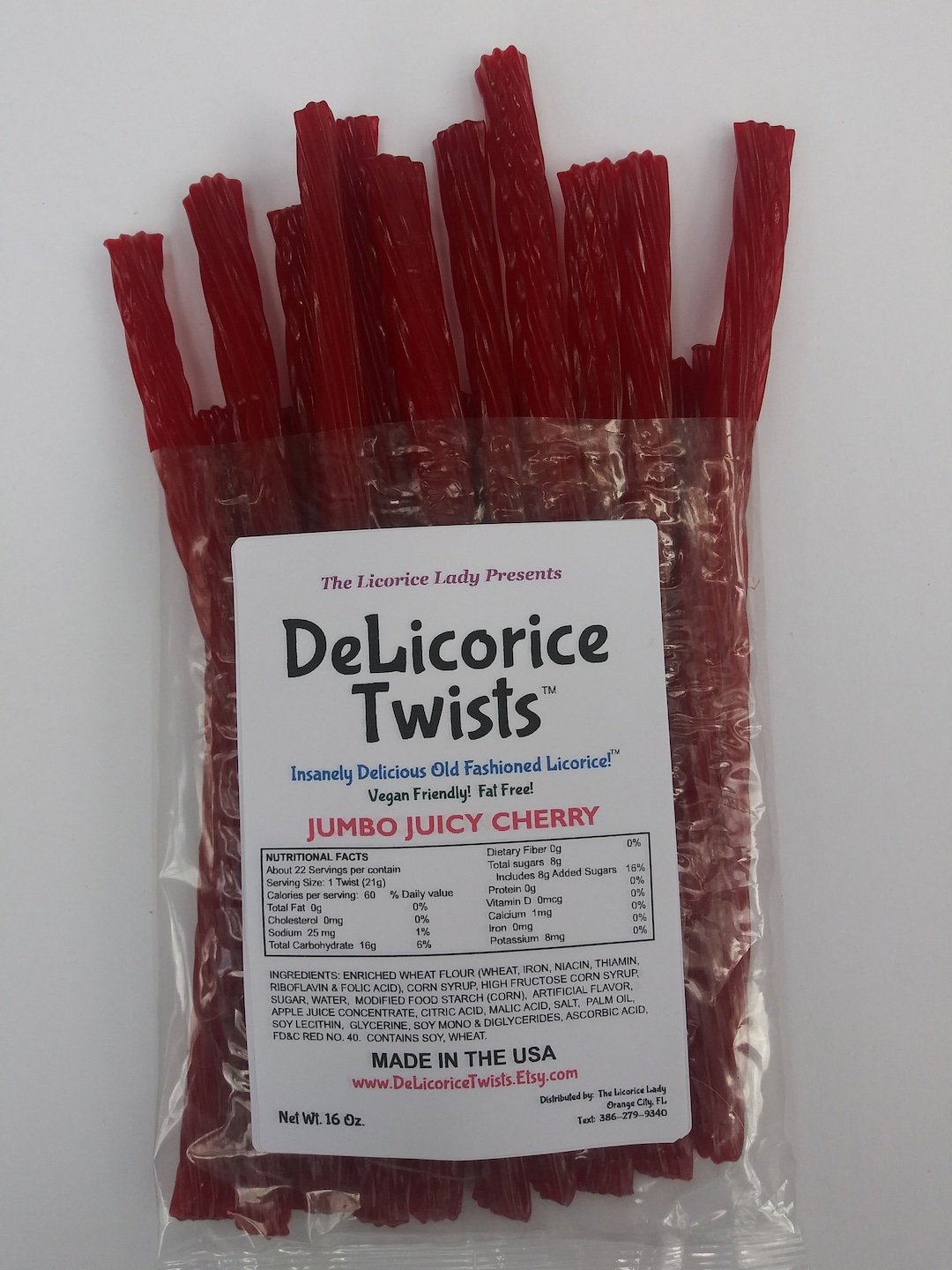 Jumbo Juicy Cherry Licorice - 1 Pound Package - Chewy Vegan-friendly ...