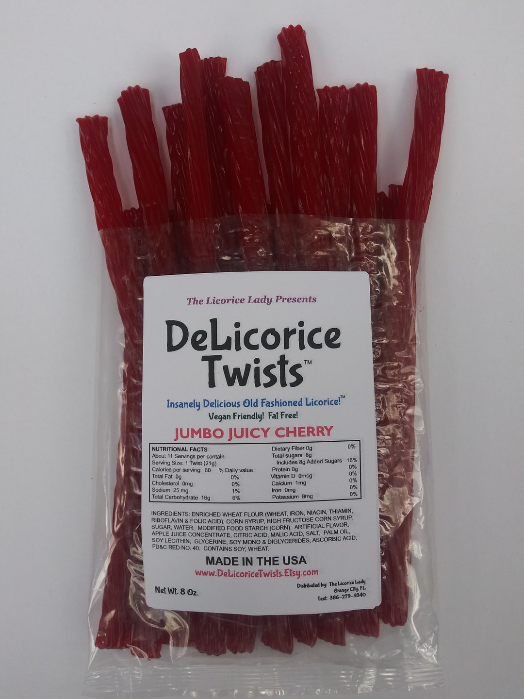 Jumbo Juicy Cherry Licorice - Half-pound Package - Chewy Vegan-friendly ...