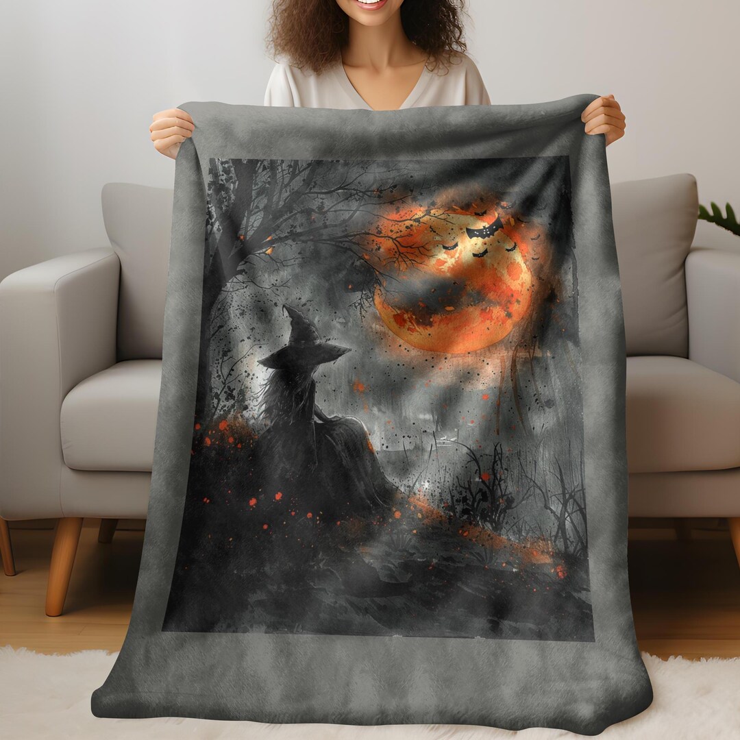 Personalized Spooky Witch Halloween Creepy Blanket, Witches, Spooky ...
