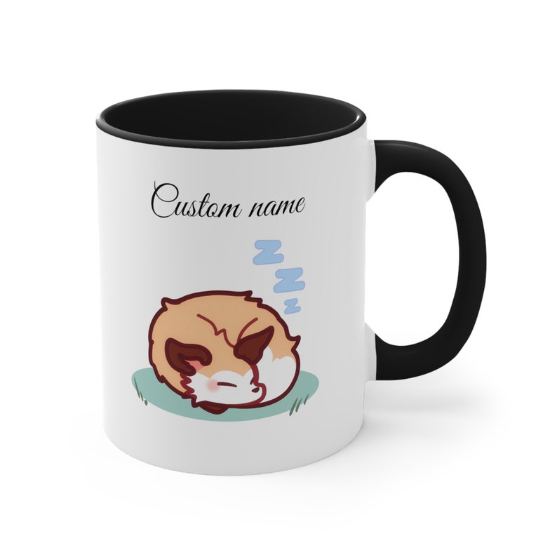 Personalized Cute Chibi Fox Cup, Sleeping Fox, Valentines Day Gift ...