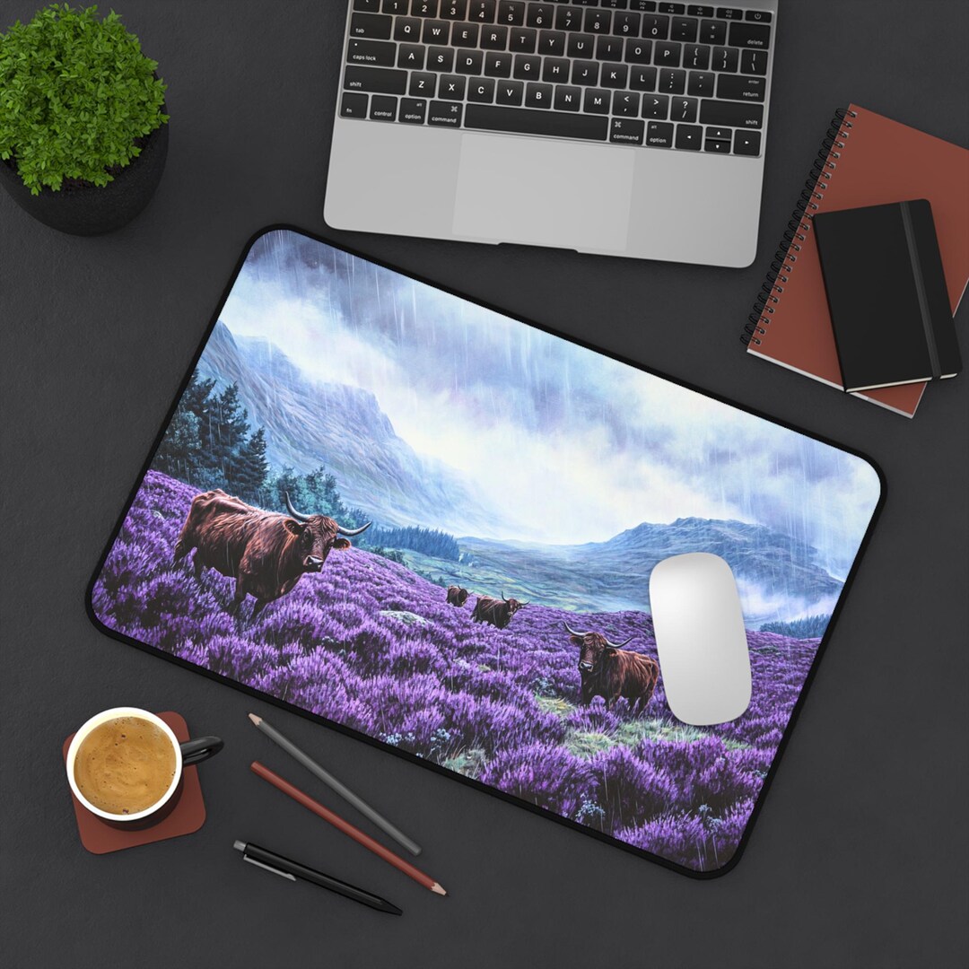 Desk Mat, Scotland Highland Cow, Cow Painting Mousepad for Moody ...