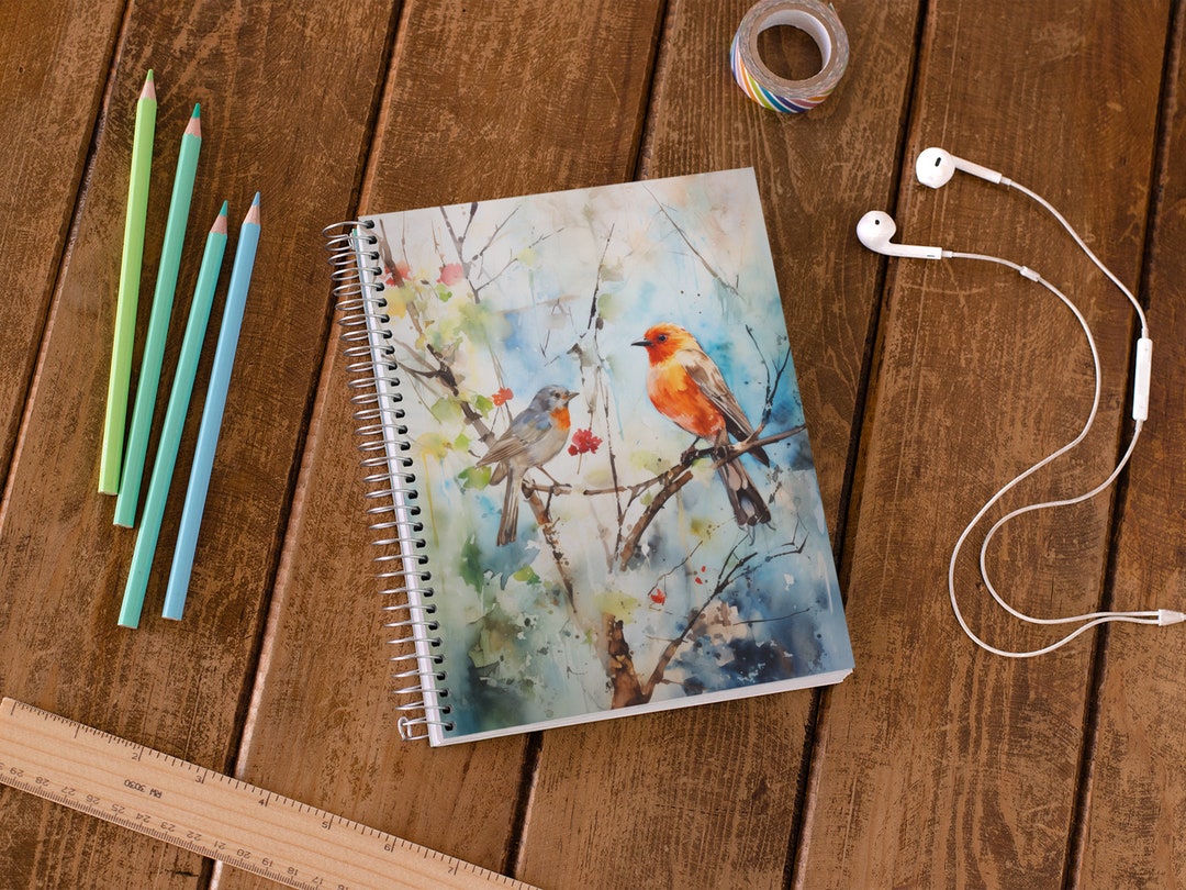Watercolor Bird Painting Journal, Beautiful Watercolor Birds Notebook ...