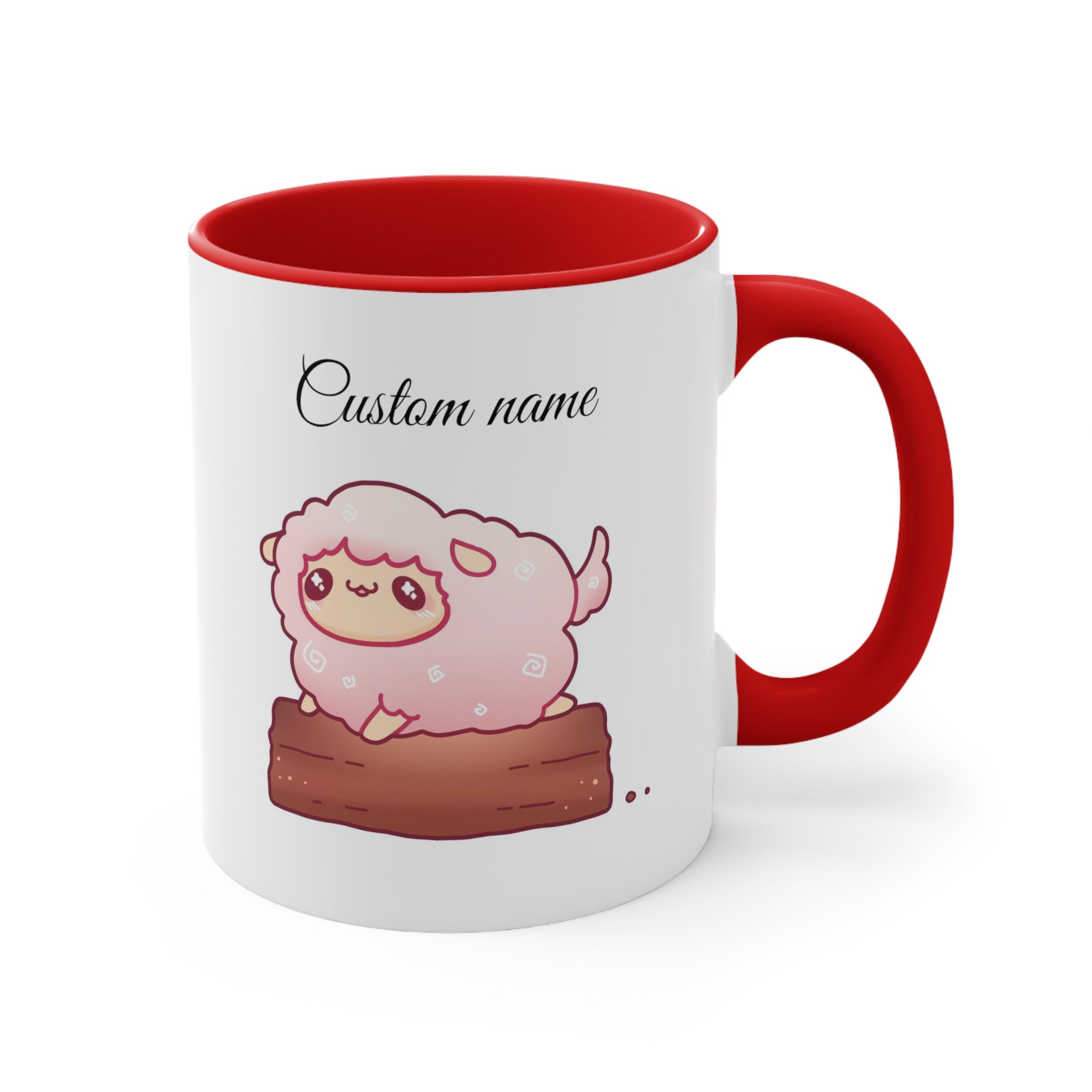 Personalized Cute Chibi Sheep Cup, Strawberry Sheep, Valentines Day ...