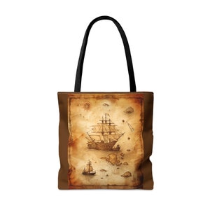 Nautical Totebag, Ships, Pirate Ship, Tote Bag, Totebag Whimsical, Book ...